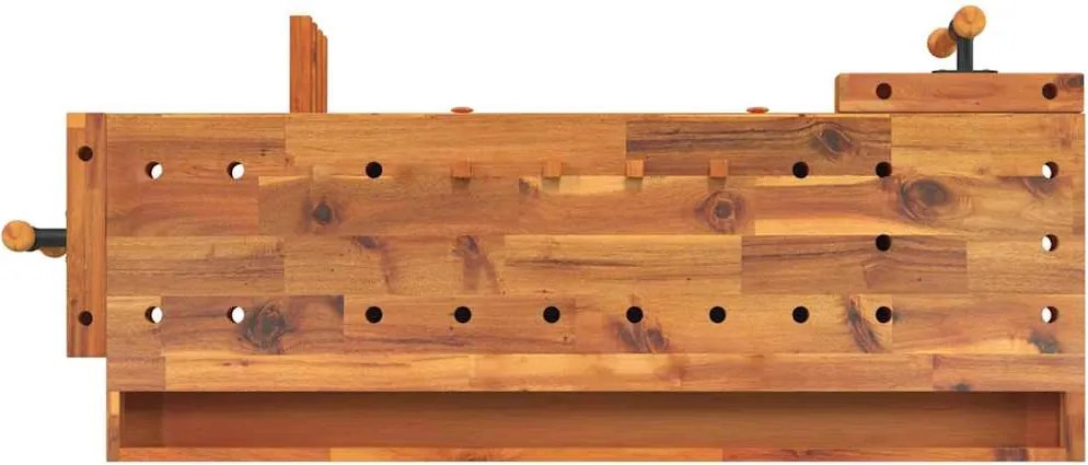 Pracovní stůl se zásuvkami a svěráky 124x52x83cm masivní akácie 153322