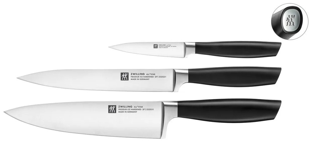 Zwilling All Star sada 3 nožů, kuchařský nůž 20 cm, plátkovací nůž 20 cm a špikovací nůž 10 cm, 33780-003