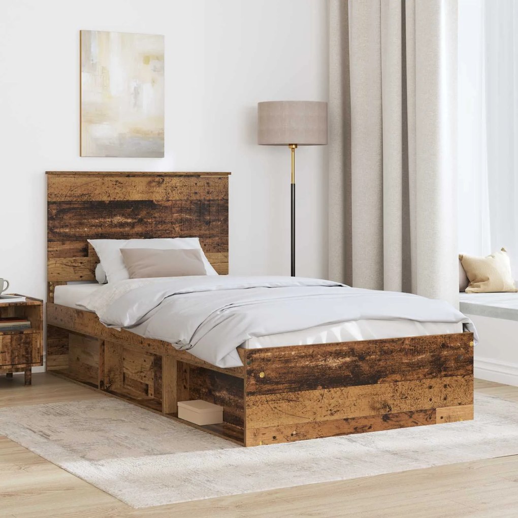 Rám postele Staré dřevo 100 x 200 cm Masivní borové dřevo 3411053