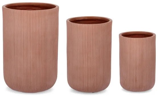 BIZZOTTO Set 3 vysokých květináčů RIBBED terakota 0790664