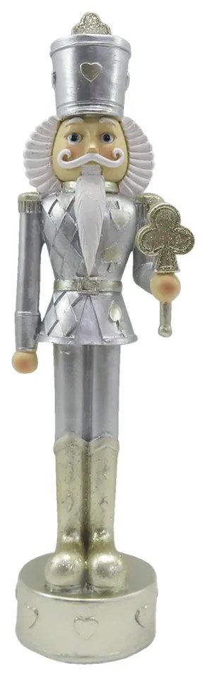Vánoční stříbrná dekorace Louskáček - 6*6*24 cm