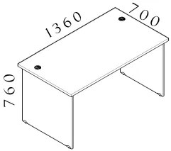 NABYTEK-DESIGNOVY.CZ - BKA14 03 - Kancelářský stůl Komfort, dřevěná podnož, 140x70x76cm, calvados