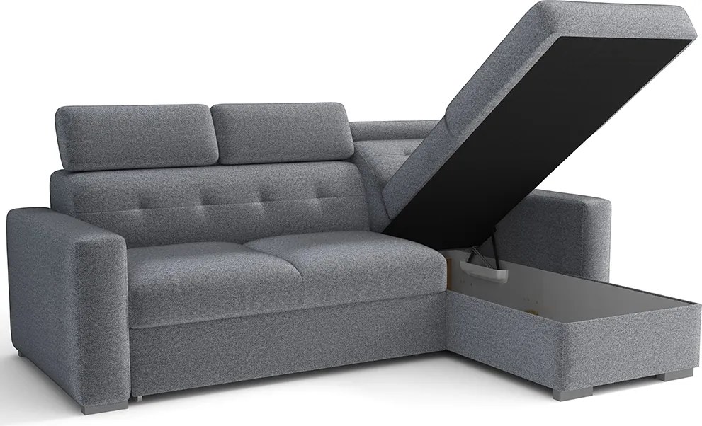 Malá sedací souprava MARIO L | 235x170 cm | rozkládací + úložný prostor | polohovatelné záhlavníky | VÝBĚR TKANIN
