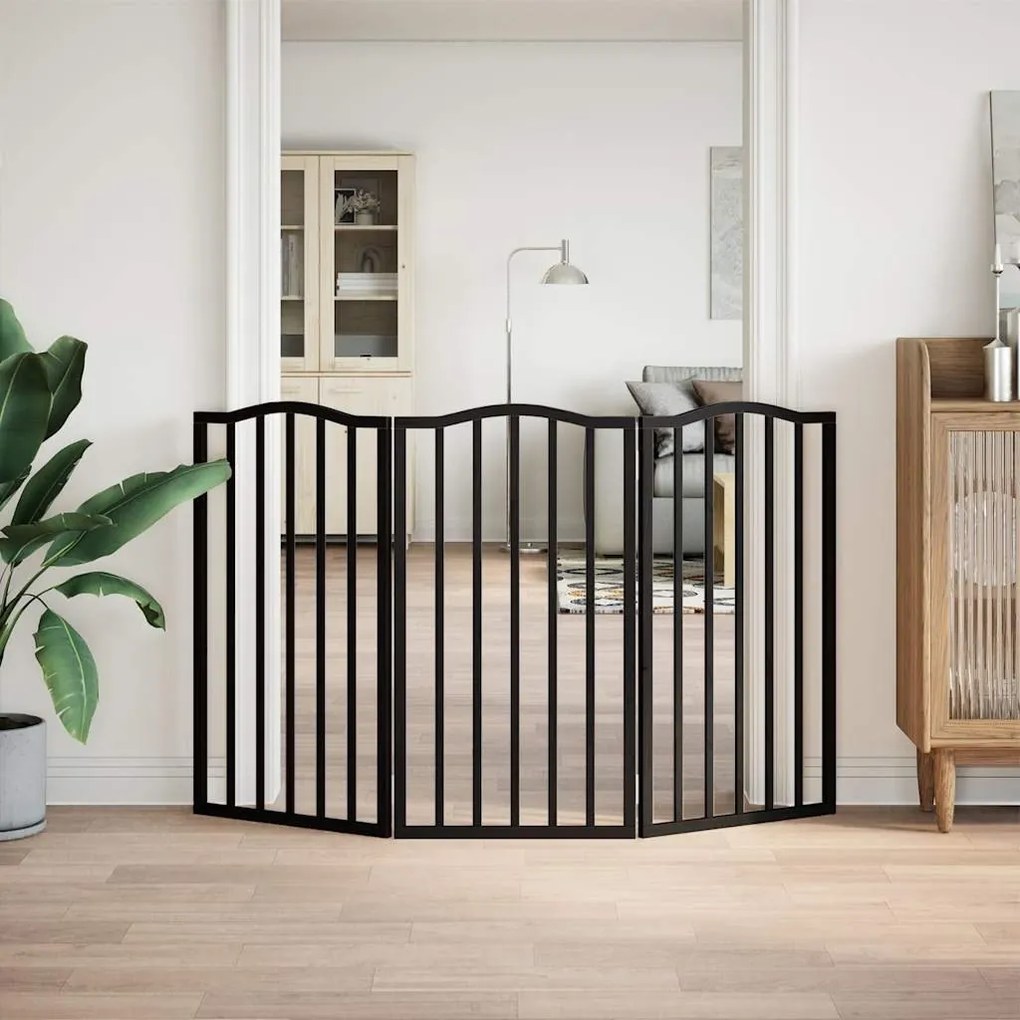 vidaXL Zábrana pro psy skládací 3 panely 150 cm topolové dřevo [352230] Barva: Černá