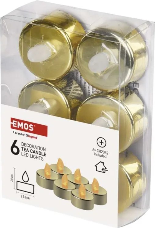 Čajové svíčky LED dekorace ROBI 6 ks zlaté