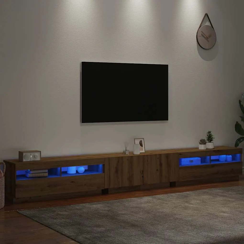 TV stolek s LED dub artisan 300x35x40 cm kompozitní dřevo 3329170