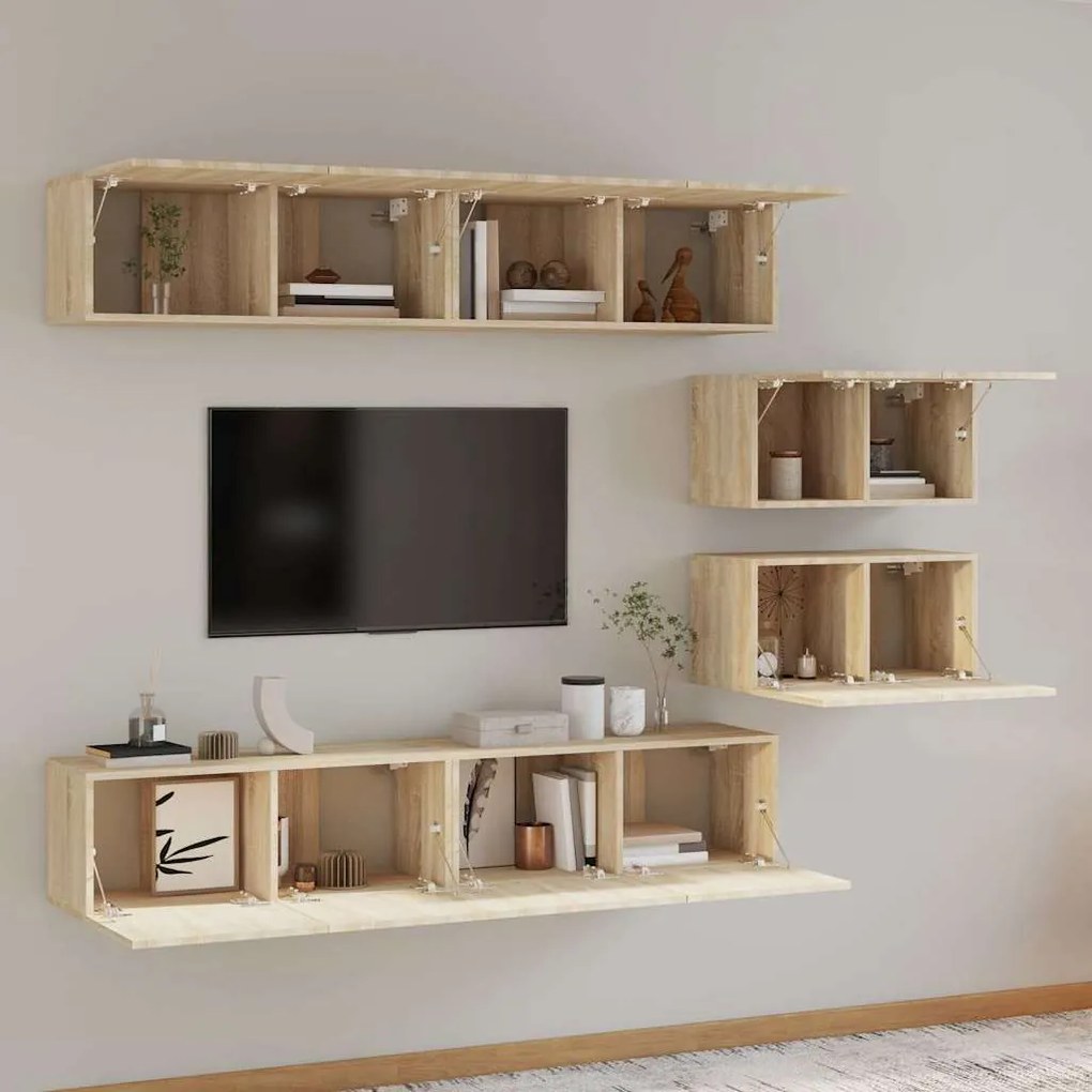6dílný set TV skříněk dub sonoma kompozitní dřevo 3114600