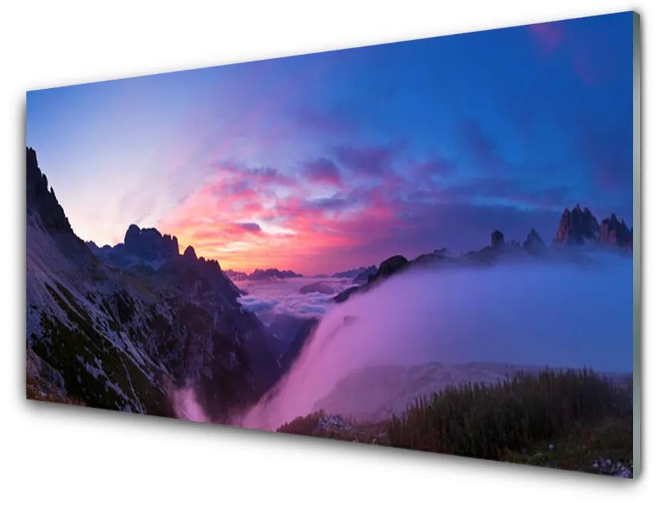 Obraz na skle Mlha Hory Východ Slunce 100x50 cm