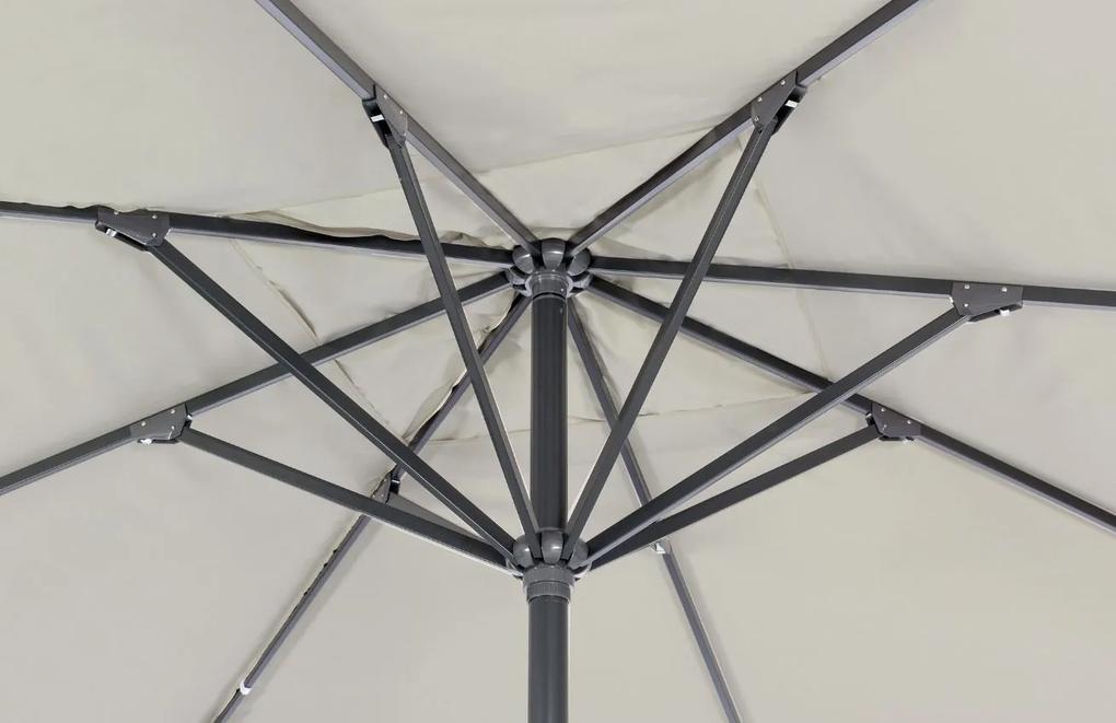 Světle šedý látkový slunečník Bizzotto Algelero 400 x 400 cm s černou konstrukcí