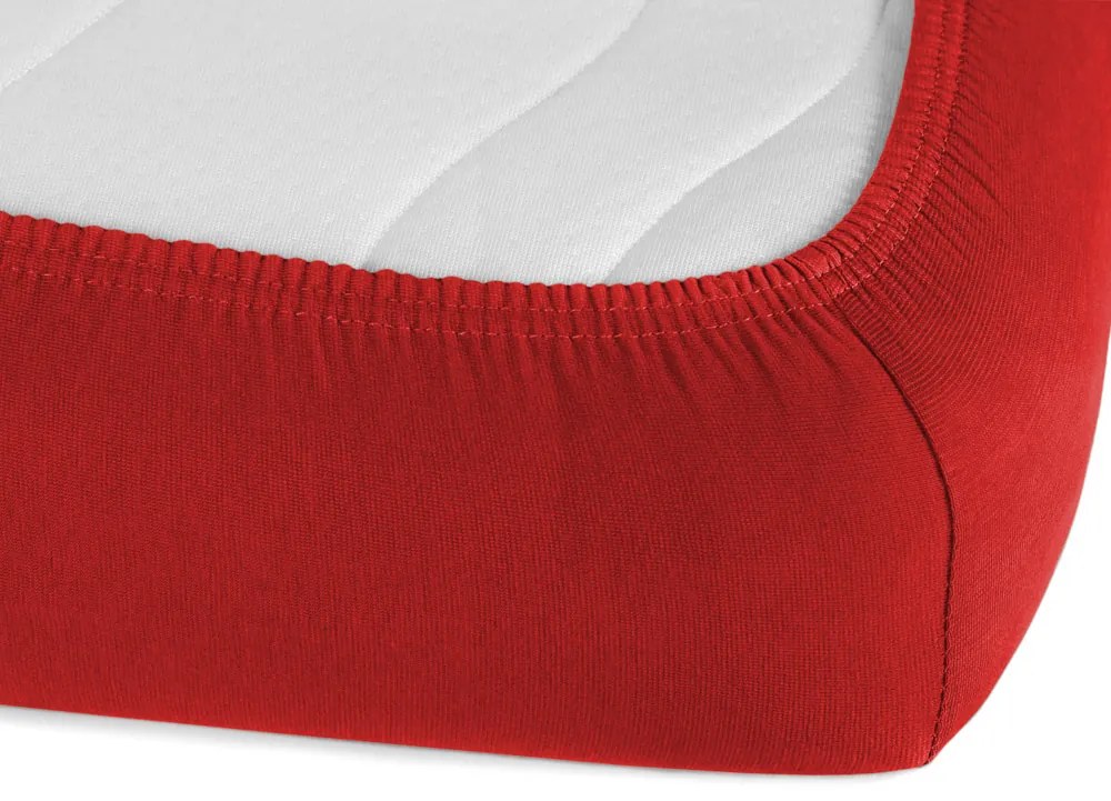 Jersey napínací prostěradlo na vysokou matraci JR-007 Sytě červené 90 x 200 - výška 30 cm