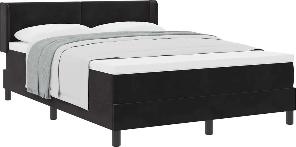 Postel s boxspringem s čelo Černý 200 x 140 cm samet 3341470