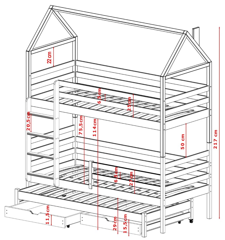 Legno Dětská patrová postel Darja borovice Rozměr (cm): 80x180