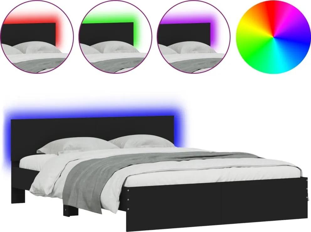 vidaXL Rám postele s čelem a LED osvětlením 160 x 200 cm [3207596] Barva: šedá sonoma