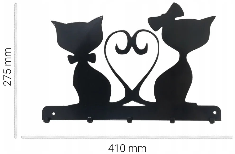 Alplast Kovový nástěnný věšák kočičky srdce 41x27,5cm různé barvy