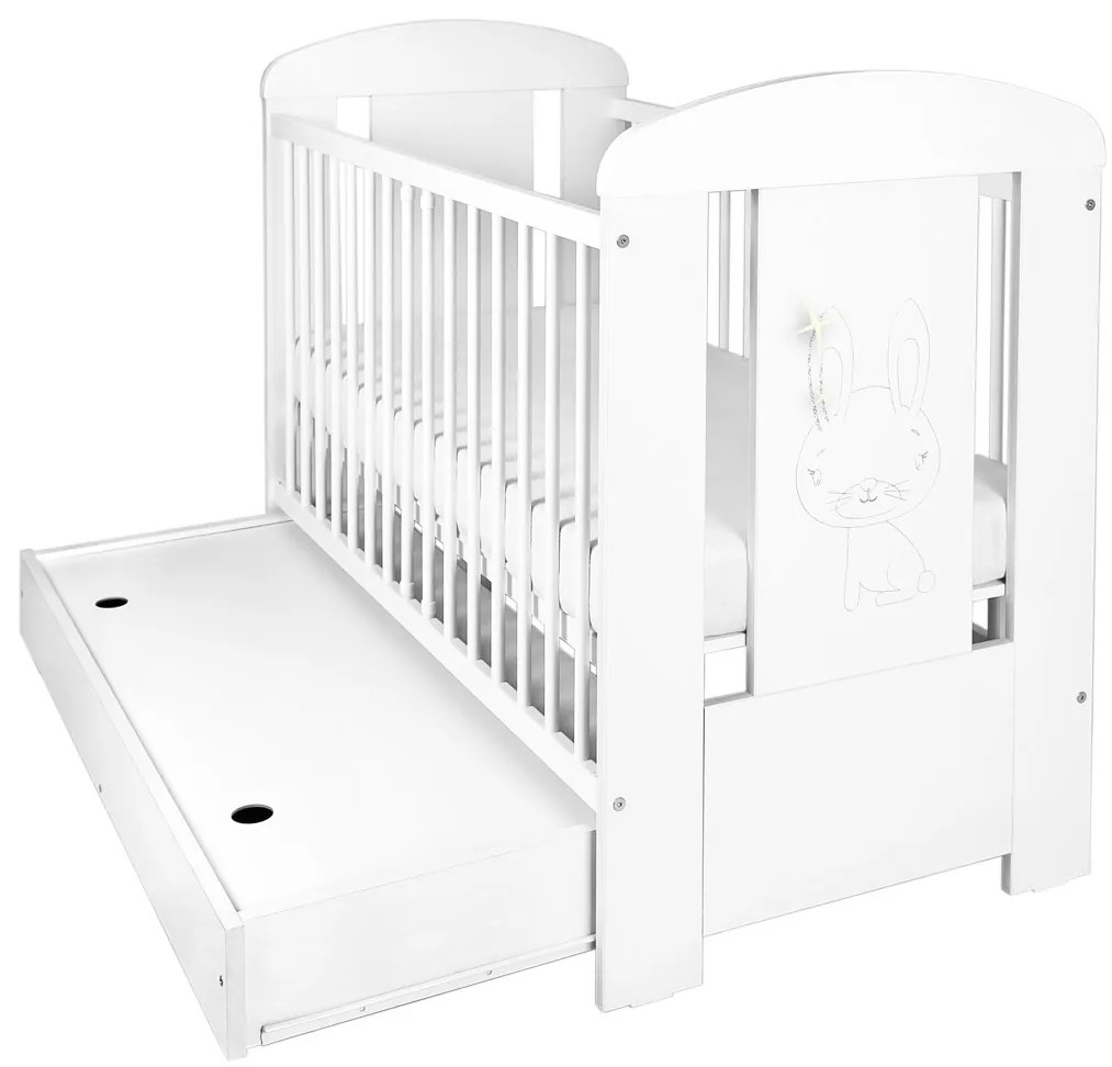 Dětská postýlka New Baby Králíček se šuplíkem bílá Bílá