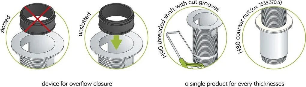 Omp Tea Umyvadlová výpust 5/4“, click-clack, velká zátka, max 80mm, zlato mat 7533.370.5.36