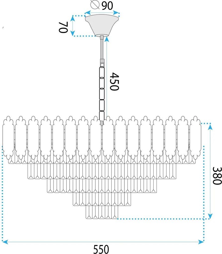 Toolight Toolight, křišťálové závěsné svítidlo 60cm, 8xE14, G049-CP, zlatá, OSW-08943