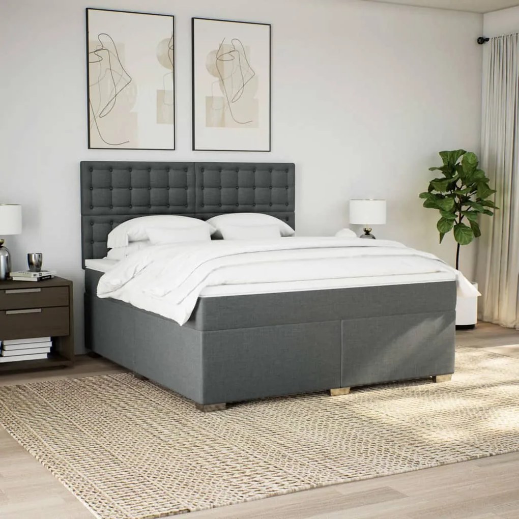 Box spring postel s matrací tmavě šedá 180x200 cm textil 3290582