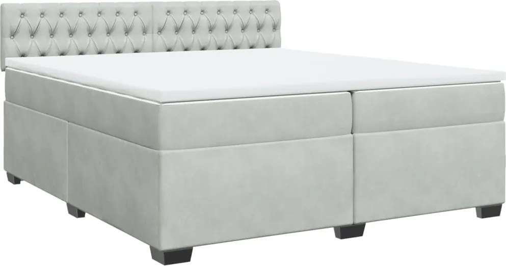 Box spring postel s matrací světle šedá 200x200 cm samet 3286408