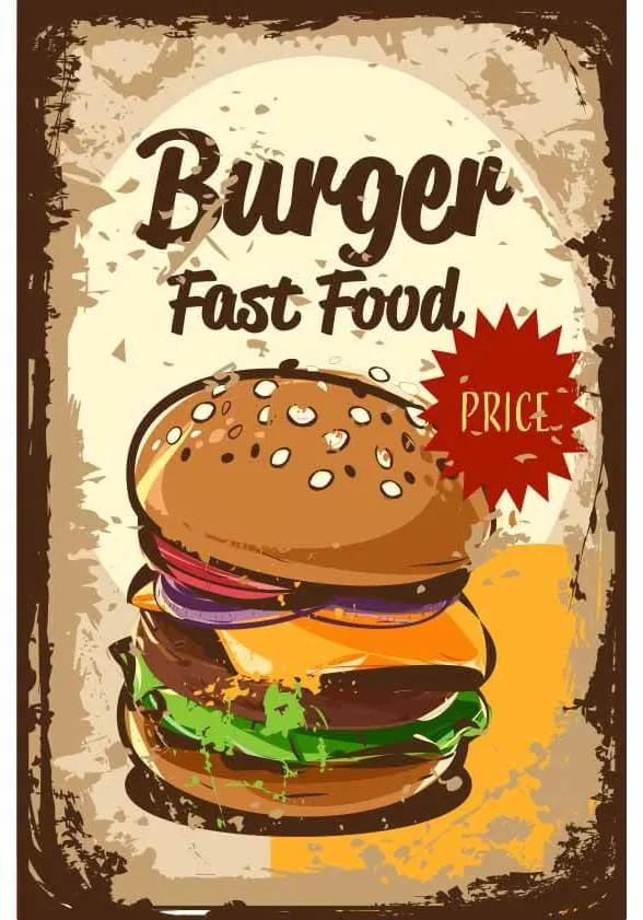 Cedule Burger – Fast Food 40 x 30cm