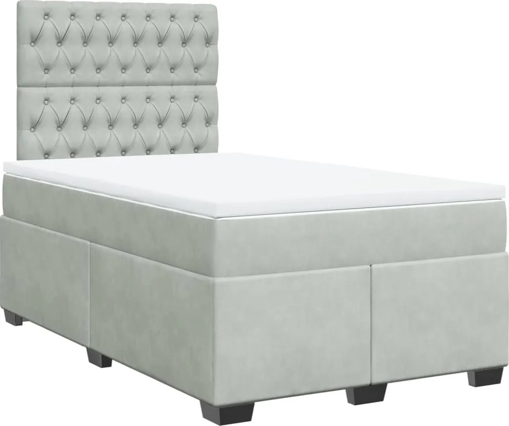 Box spring postel s matrací světle šedá 120x190 cm samet 3290864