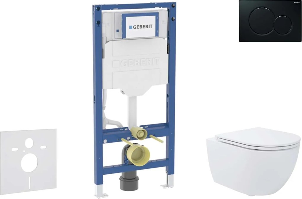 SANITINO - Set předstěnové instalace, klozetu Oudee a Slim sedátka softclose, tlačítko Sigma01, černá SANI11CA5196