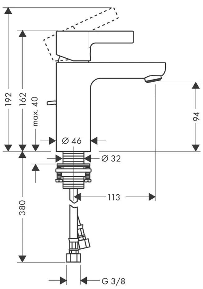 Hansgrohe Metris S - Páková umyvadlová baterie, chrom 31060000