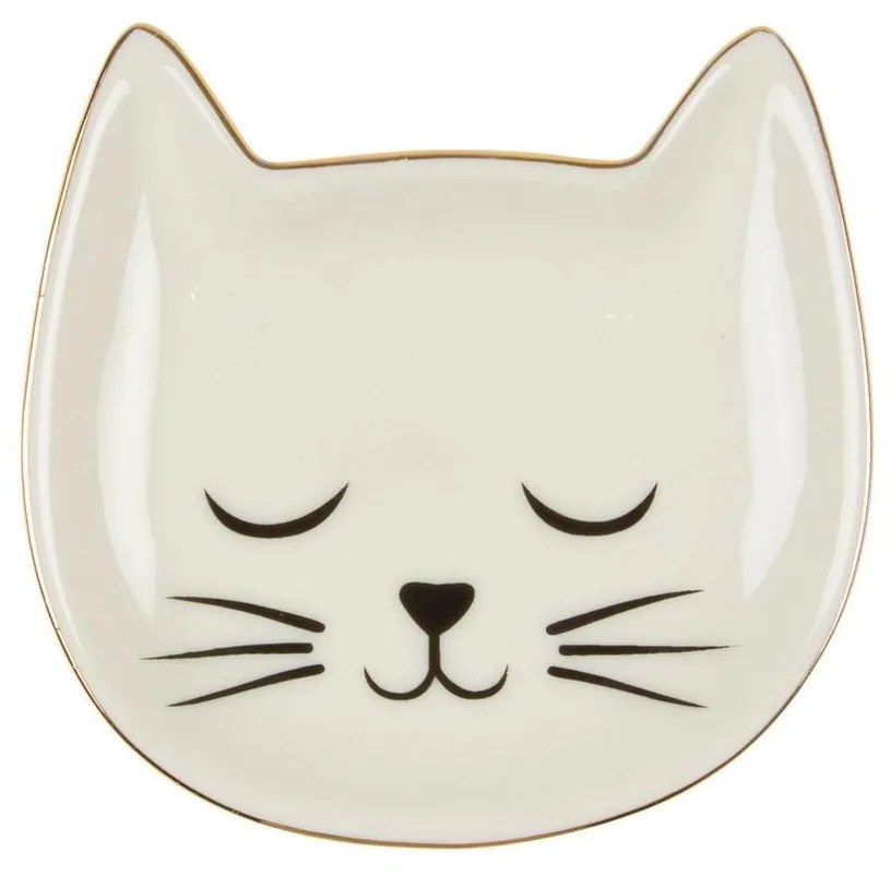 sass & belle Mini talířek na šperky Cat Whiskers 10 cm, černá barva, bílá barva, keramika