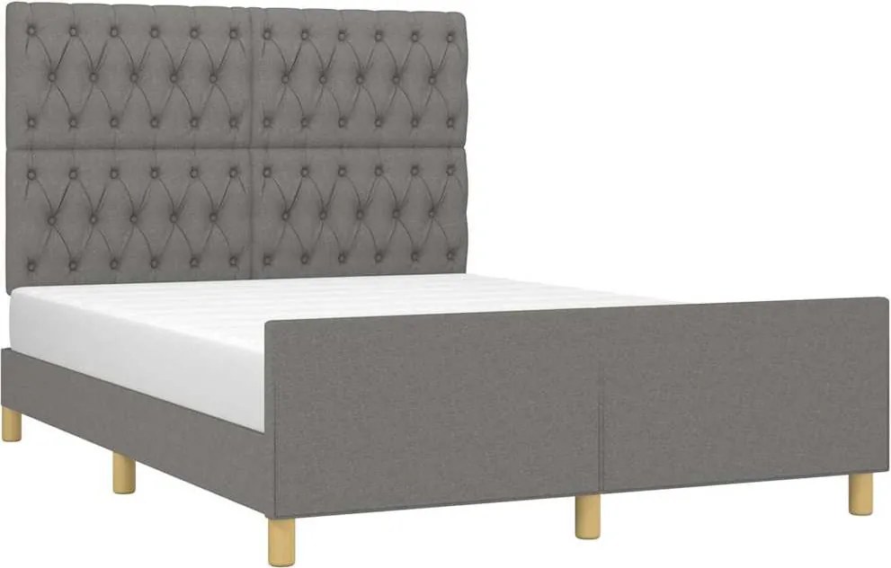 Rám postele bez matrace tmavě šedý 140 x 190 cm textil 3125293