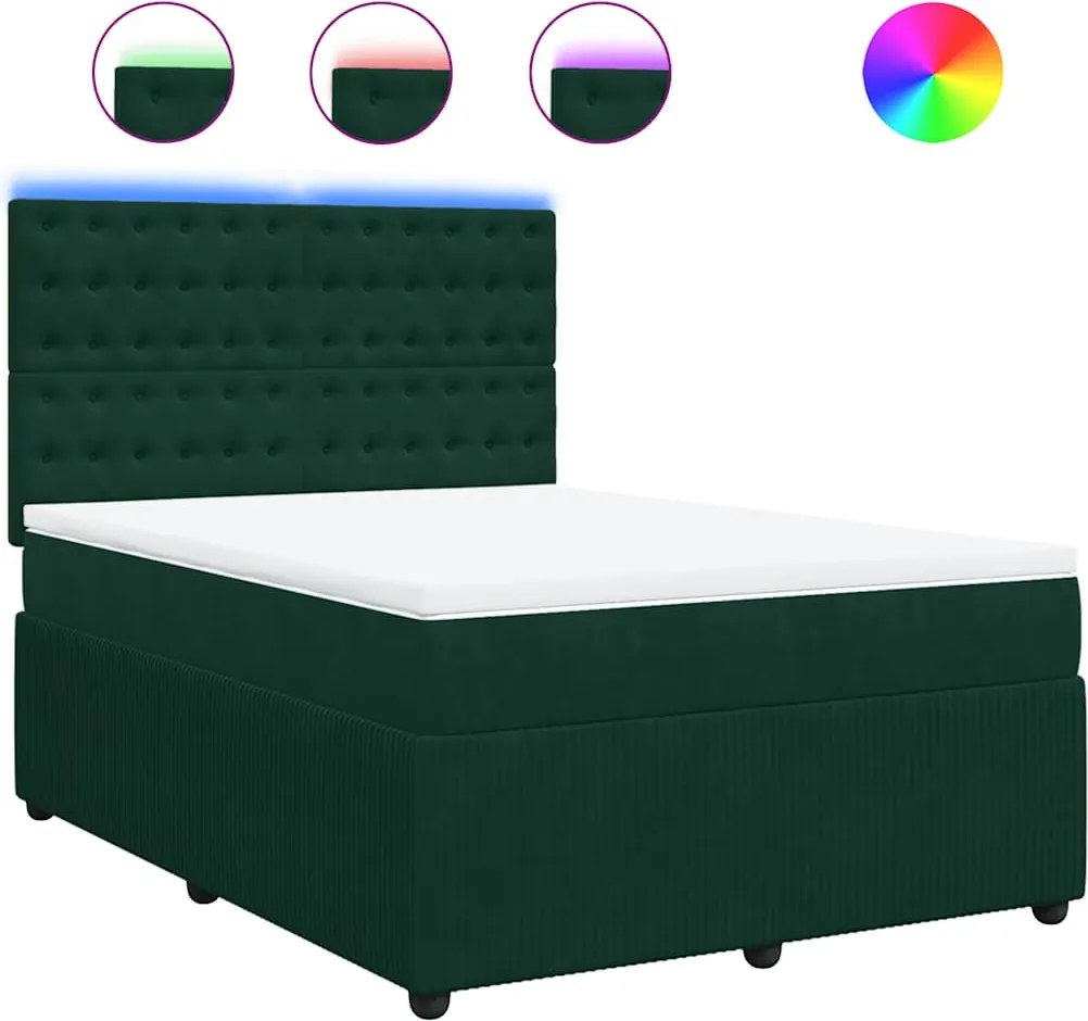 Box spring postel s matrací tmavě zelená 160x200 cm samet 3294697