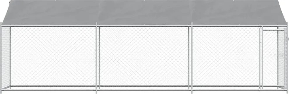 Klec pro psy se střechou a dvířky šedá 6x2x2 m pozinkovaná ocel 3209569