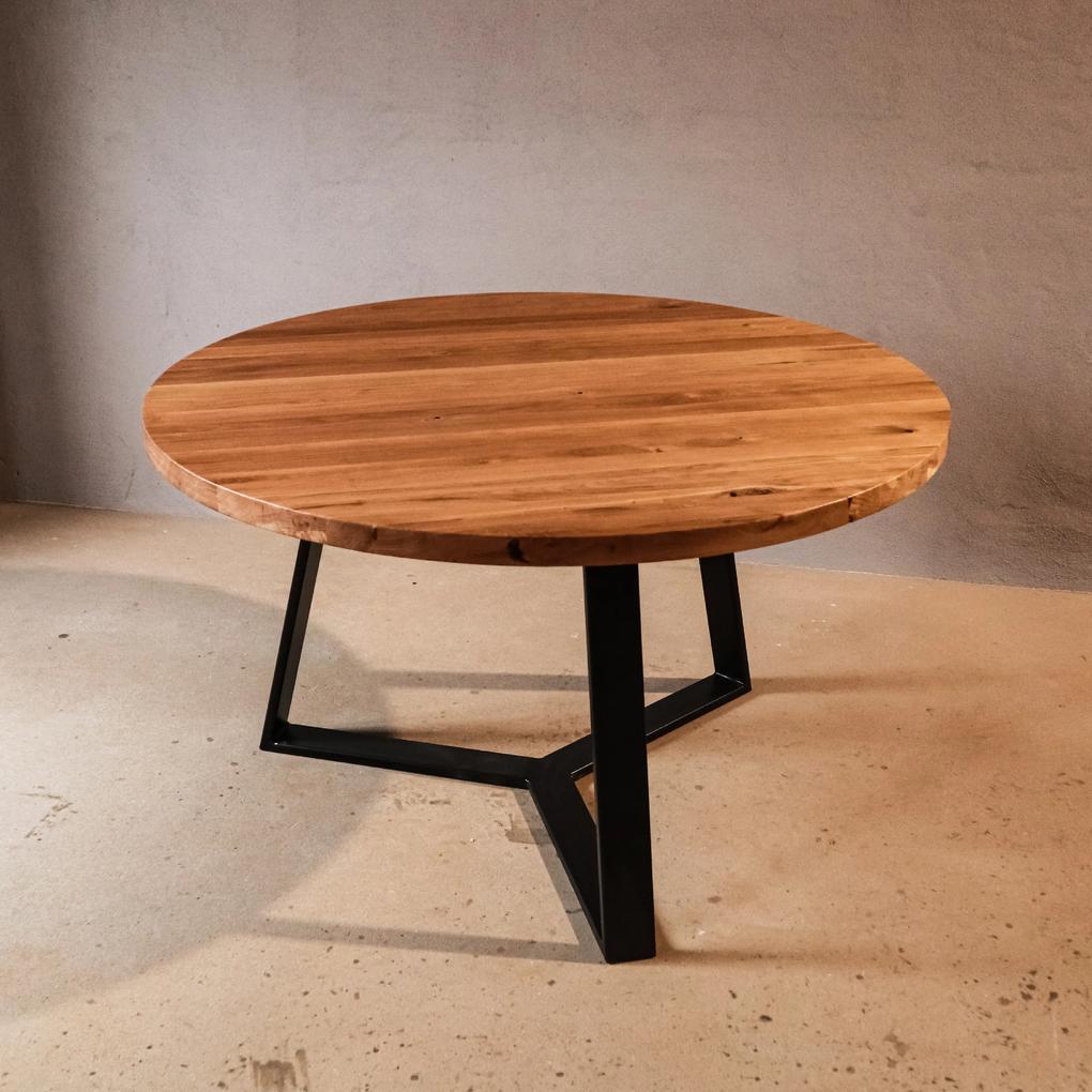 Wudboys Jídelní stůl ROUND Barva kovu: Bílá, Dřevo: Dub, Rozměr: Průměr 150 cm, moderní skandinávský styl