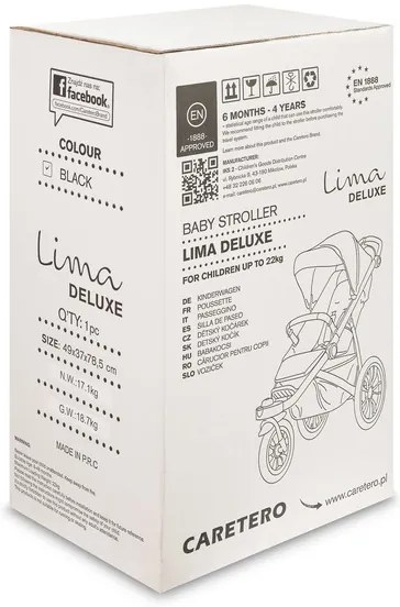 CARETERO Kočárek Lima Deluxe BLACK