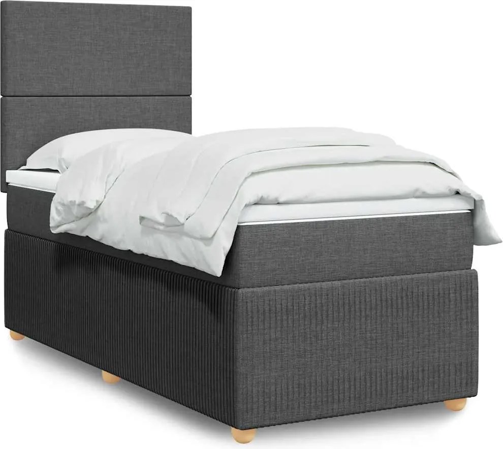 Box spring postel s matrací tmavě šedá 100 x 200 cm textil 3294261