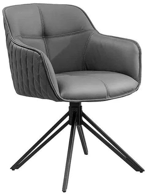 Designová otočná židle Natasha šedá kůže