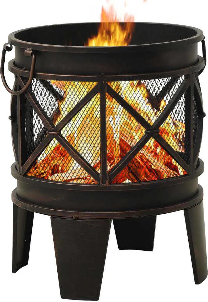 vidaXL Rustikální přenosné ohniště s pohrabáčem Φ 42 x 54 cm ocel [313637]