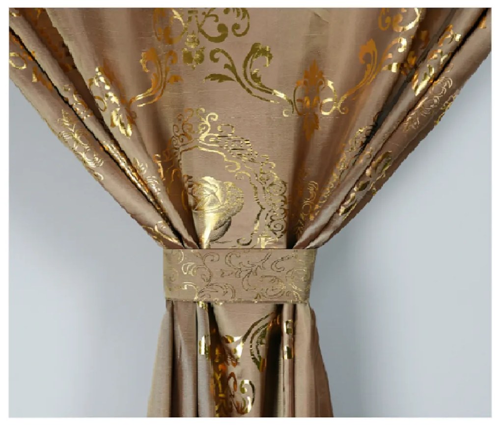 BytoTex Luxusní hotové kusové záclony - Donatella cappuccino 300x250 cm