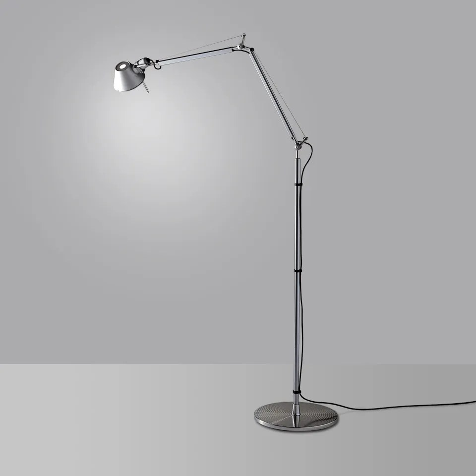 Artemide A004800+A012820 Tolomeo Floor LED, stojací lampa pro čtení s vypínačem, 12W LED 3000K, hliník, výška max 226cm