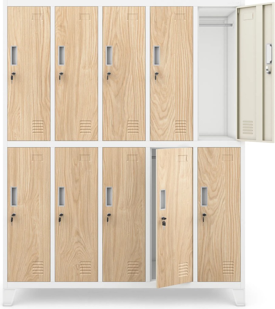 Šatní skříň 10-dveřová, bílá/dub sonoma, 1360x1720x450 mm: BARTEK Eco Design