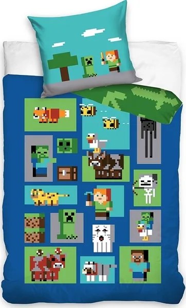 Carbotex dětské povlečení bavlna Minecraft Figure 140x200, 70x90 cm
