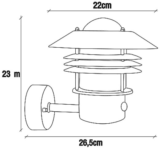 Nordlux 25101031 Vejers Sensor, venkovní nástěnné svítidlo, 1x60W, kov, pokovená, IP54, výška 23cm