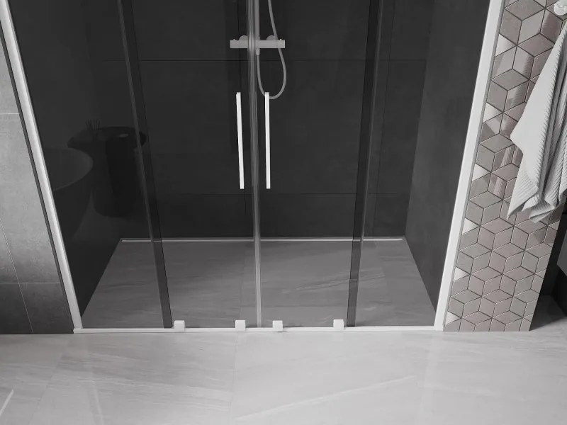 Mexen Velar Duo, posuvné sprchové dveře do otvoru 170 cm, 8mm šedé sklo, bílá matná, 871-170-000-42-20