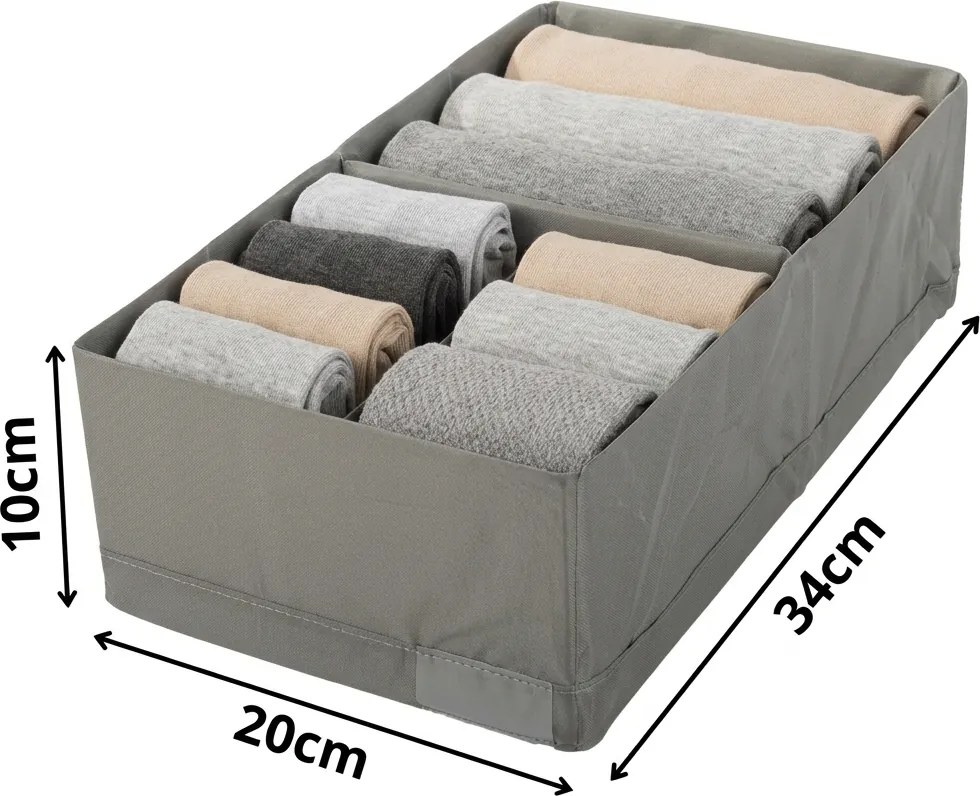 VERK GROUP Organizér do šatny, 2 přihrádky, textilní šedý 20 x 34 x 10