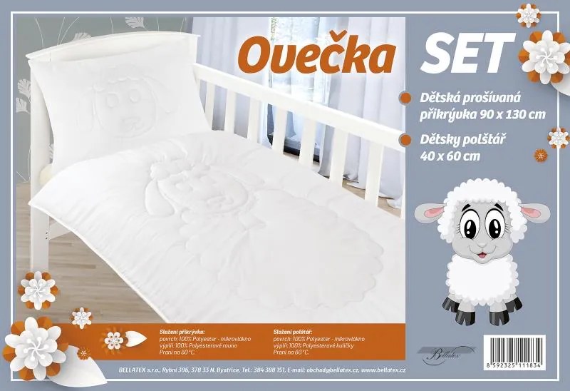 Bellatex SET OVEČKA dětský 90x135 cm + 40x60 cm 90x135 cm , 40x60 cm Ovečka prošev bílá