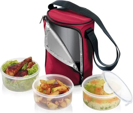 TESCOMA Jídlonosič FRESHBOX, se 3 dózami 1,5 l, bordeaux
