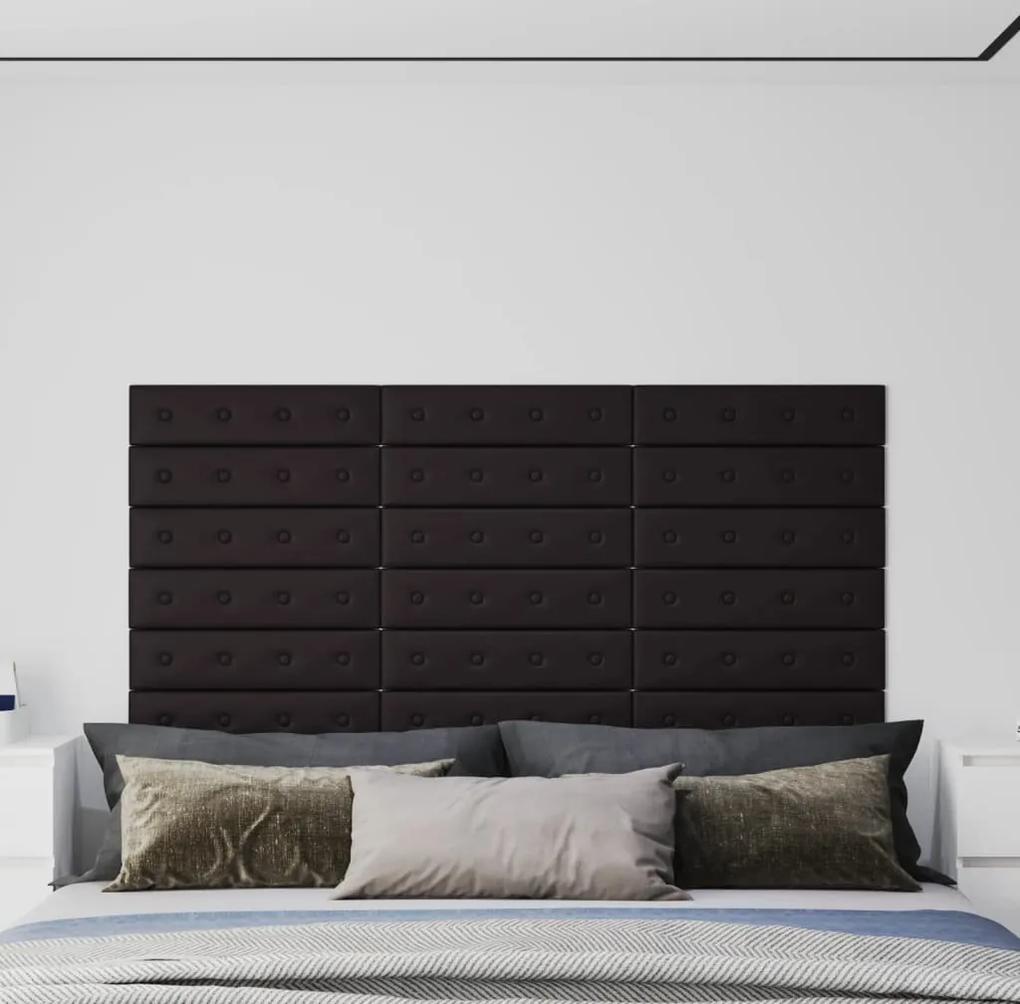 vidaXL Nástěnné panely 12 ks 60 x 15 cm umělá kůže 1,08 m² [343981] Barva: Černá