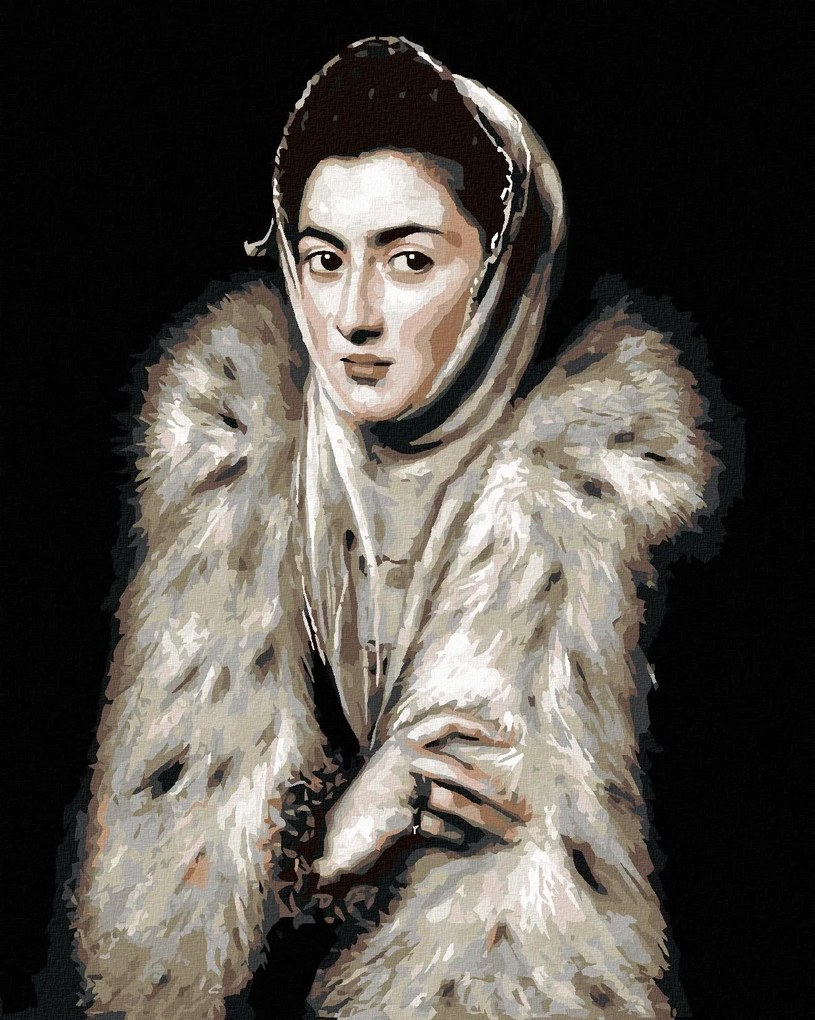 zuty zuty - malování podle čísel - dáma s kožešinovým límcem (el greco), 40x50 cm, plátno
