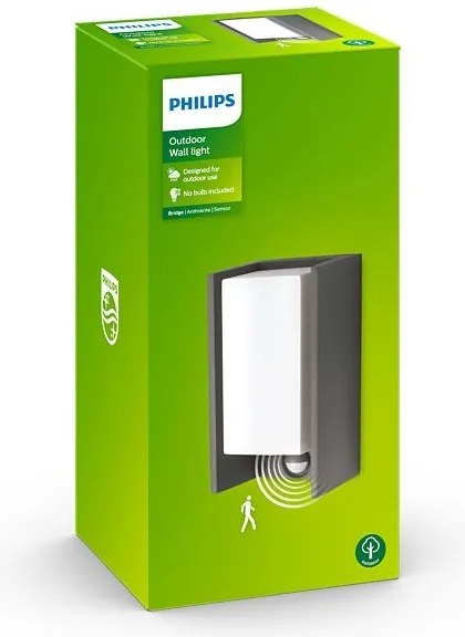 Philips - Venkovní nástěnné svítidlo se senzorem BRIDGE 1xE27/15W/230V IP44