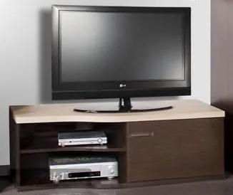 Televizní stolek Dorcas, LTD + MDF + ABS, wenge / dub světlý / borovice laredo, 120x41x53 cm