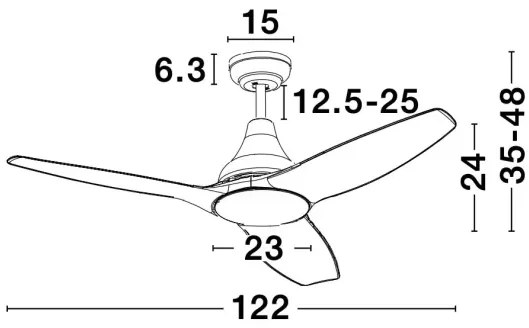 Stropní ventilátor Samoa 12.2 bílé s dálkovým ovládáním